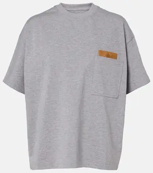 Bottega Veneta Intrecciato Cotton-blend Jersey T-shirt - Grey