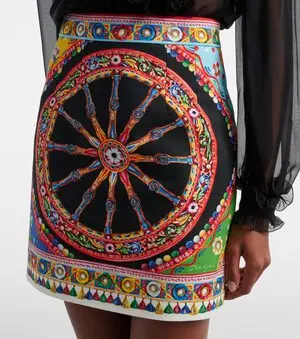 Dolce & Gabbana Printed Cotton Mini Skirt
