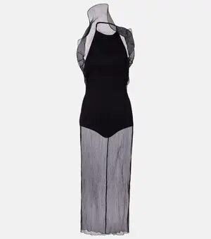 Magda Butrym Sheer Silk Organza Midi Dress - Black