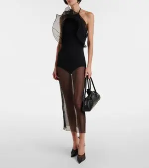 Magda Butrym Sheer Silk Organza Midi Dress - Black