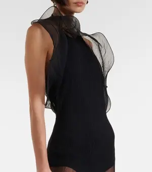 Magda Butrym Sheer Silk Organza Midi Dress - Black