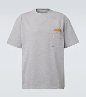 Bottega Veneta Intrecciato Cotton-blend Jersey T-shirt - Grey