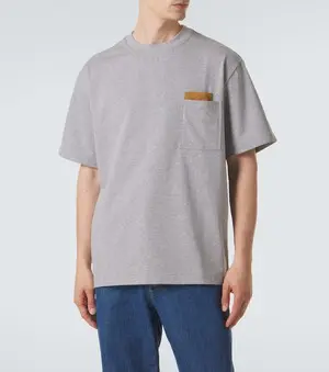 Bottega Veneta Intrecciato Cotton-blend Jersey T-shirt - Grey