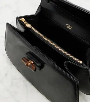 Gucci Bamboo Small Leather Crossbody Bag - Black