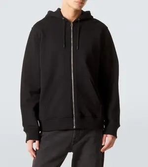 Givenchy Logo Cotton Fleece Zip-up Hoodie - Black