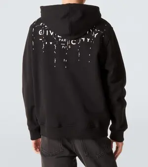 Givenchy Logo Cotton Fleece Zip-up Hoodie - Black