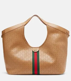 Gucci Giglio Large Leather Tote Bag - Brown