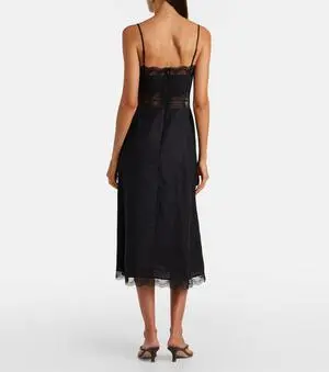 Staud Lace-trimmed Linen Midi Dress