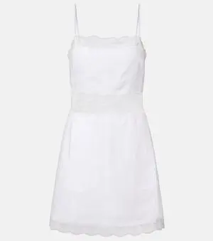Staud Amalina Lace-trimmed Linen Mini Dress - White
