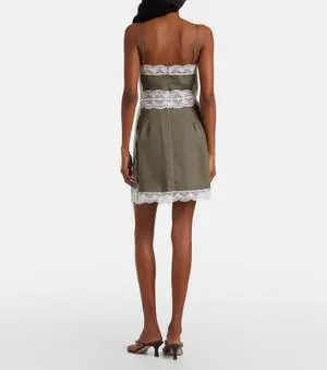 Staud Amalina" Lace-trimmed Linen Mini Dress - Green
