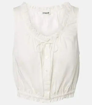 Staud Sicilia Lace-trimmed Cotton Voile Top - White
