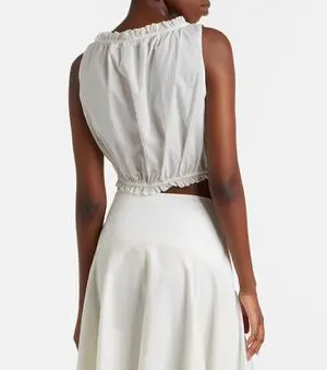 Staud Sicilia Lace-trimmed Cotton Voile Top - White