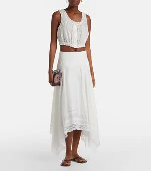 Staud Sicilia Lace-trimmed Cotton Voile Top - White