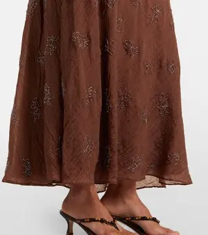 Staud Cassie Beaded Organza Maxi Dress - Brown