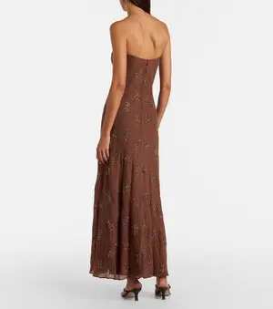 Staud Cassie Beaded Organza Maxi Dress - Brown