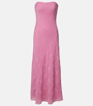 Staud Cassie Beaded Organza Maxi Dress - Pink