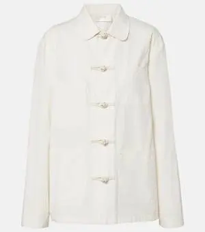 THE ROW Behati Cotton Poplin Jacket With Leather Trim - White