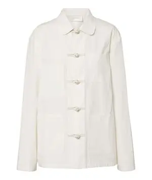 THE ROW Behati Cotton Poplin Jacket With Leather Trim - White