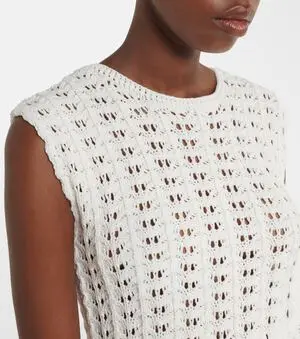 Loulou De Saison Saez Asymmetric Scalloped Crochet Top - White