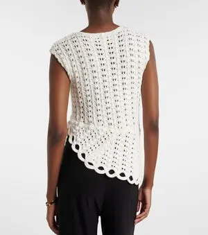 Loulou De Saison Saez Asymmetric Scalloped Crochet Top - White