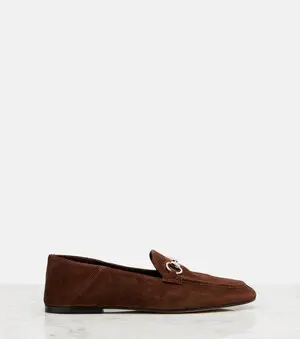Gucci Jordaan Horsebit Suede Loafers - Brown