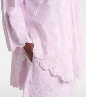 JULIET DUNN Embroidered Cotton Poplin Shirt - Pink