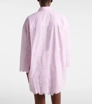 JULIET DUNN Embroidered Cotton Poplin Shirt - Pink