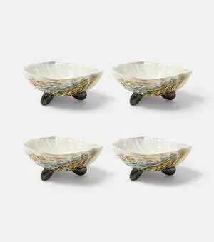 BORDALLO PINHEIRO Oyster & Scallops Set Of 4 Ceramic Bowls - Multicoloured