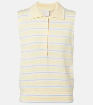 Varley Rue Striped Cotton-blend Sleeveless Polo Shirt - Yellow