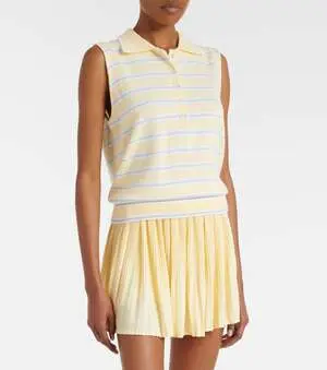 Varley Rue Striped Cotton-blend Sleeveless Polo Shirt - Yellow