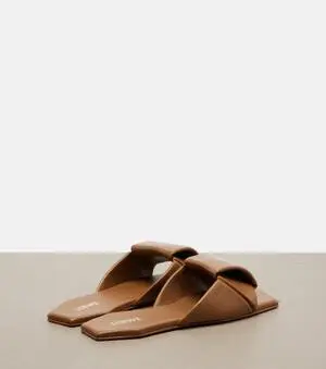 Loewe Origami Leather Slides - Brown