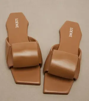 Loewe Origami Leather Slides - Brown