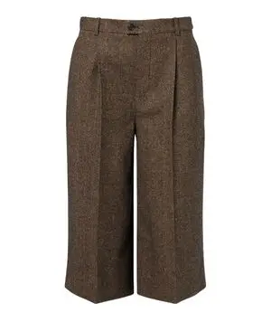 Saint Laurent Herringbone Wool-blend Bermuda Shorts - Brown
