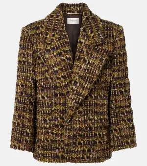 Saint Laurent Wool-blend Tweed Jacket - Green