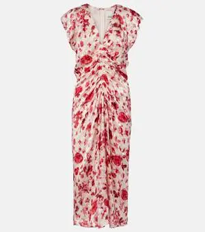 Isabel Marant Étoile Lindsay Floral Ruched Jacquard Midi Dress Pink