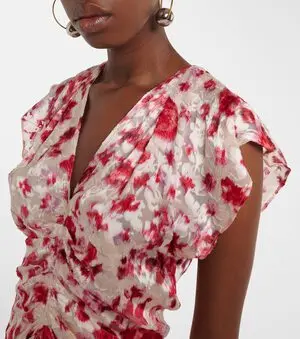 Isabel Marant Étoile Lindsay Floral Ruched Jacquard Midi Dress - Pink