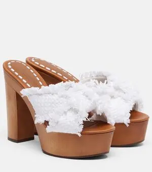 Dolce & Gabbana Raffia Platform Mules - White