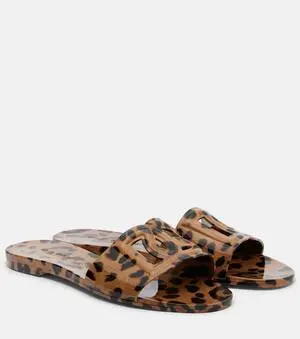 Dolce & Gabbana Leopard-print Rubber Slides - Brown