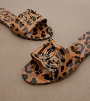 Dolce & Gabbana Leopard-print Rubber Slides - Brown