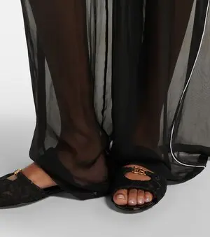 Dolce & Gabbana Leather-trimmed Lace Slides - Black