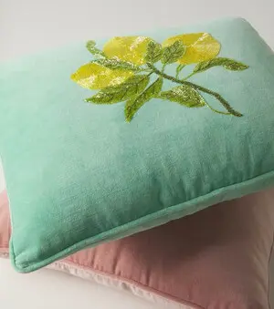 LES-OTTOMANS Embroidered Cotton Velvet Cushion