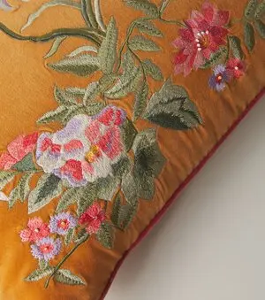 LES-OTTOMANS Embroidered Cotton Velvet Cushion