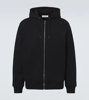 Givenchy Logo Cotton Fleece Zip-up Hoodie - Black