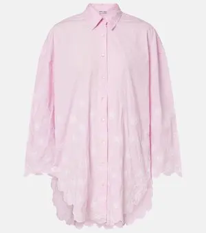 JULIET DUNN Embroidered Cotton Poplin Shirt - Pink