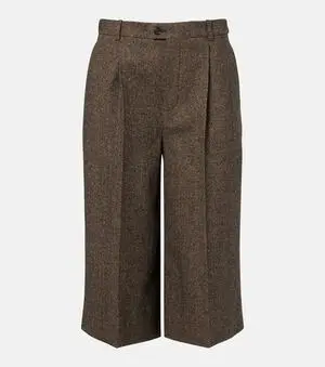 Saint Laurent Tailored Herringbone Wool-blend Bermuda Shorts