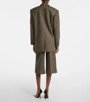 Saint Laurent Tailored Herringbone Wool-blend Bermuda Shorts