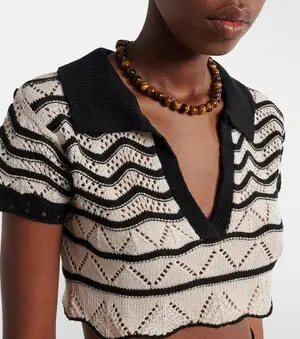 BANANHOT Cropped Polo Knit Top