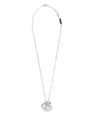 FERRAGAMO Gancino Brass And Crystal Pendant Necklace - Silver