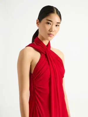 Balmain Long Draped Jersey One-shoulder Dress
