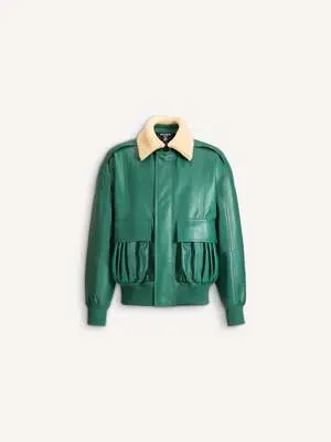 Balmain Shearling Lambskin Leather Bomber Jacket